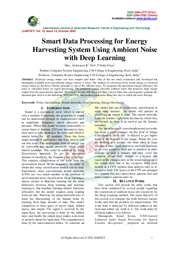 (PDF) Smart Data Processing for Energy Harvesting System Using Ambient Noise with Deep Learning