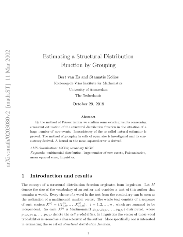 (PDF) Estimating a Structural Distribution Function by Grouping