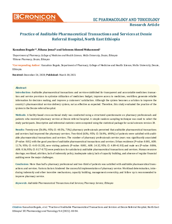 (PDF) Practice of Auditable Pharmaceutical Transactions and Services at ...