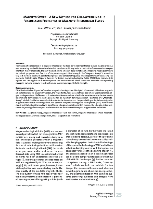 (PDF) Magneto Sweep – A New Method for Characterizing the Viscoelastic ...