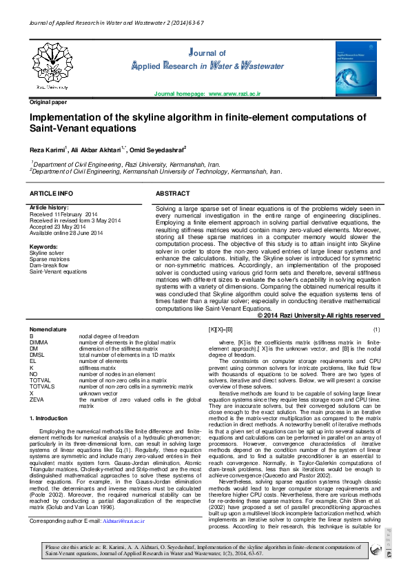 Pdf Implementation Of The Skyline Algorithm In Finite Element