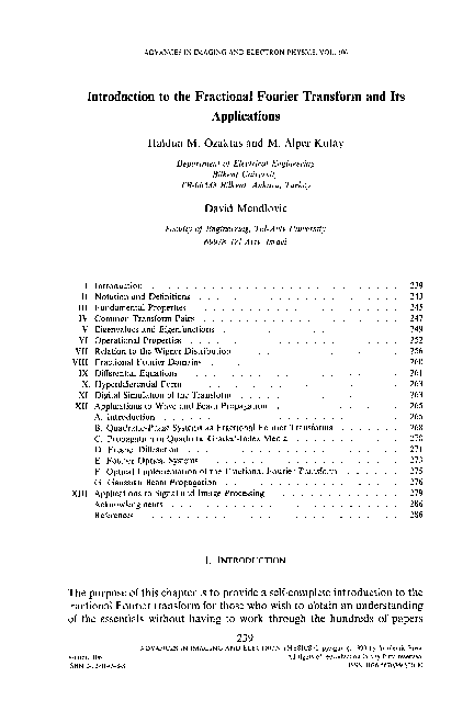 Pdf Introduction To The Fractional Fourier Transform And Its Applications Hector Sulbaran