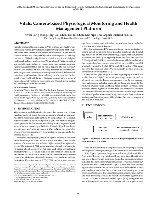 (PDF) Vitals: Camera-based Physiological Monitoring and Health ...