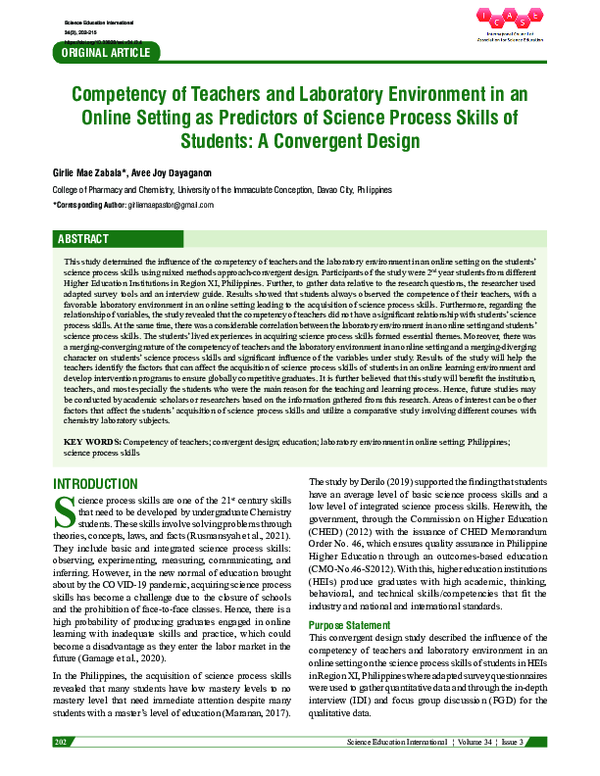 (PDF) Competency of Teachers and Laboratory Environment in an Online ...