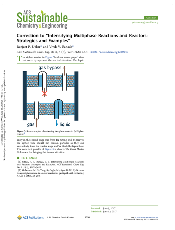 Pdf Correction To “intensifying Multiphase Reactions And Reactors Strategies And Examples