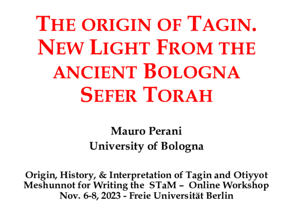 (PDF) THE ORIGIN OF TAGIN. NEW LIGHT FROM THE ANCIENT BOLOGNA SEFER TORAH