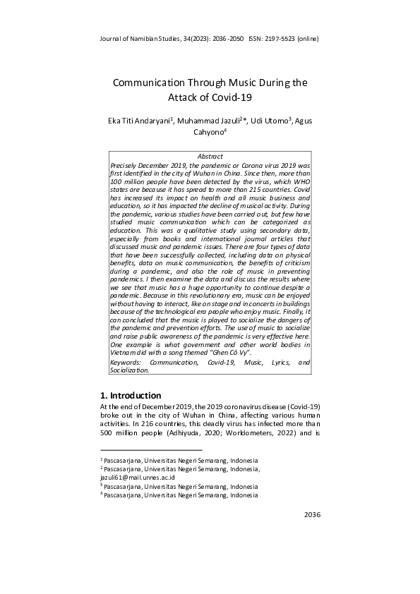 (PDF) Communication Through Music During the Attack of Covid-19 ...
