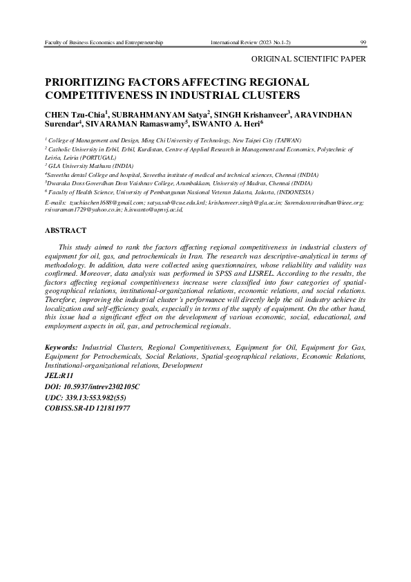 (PDF) PRIORITIZING FACTORS AFFECTING REGIONAL COMPETITIVENESS IN ...