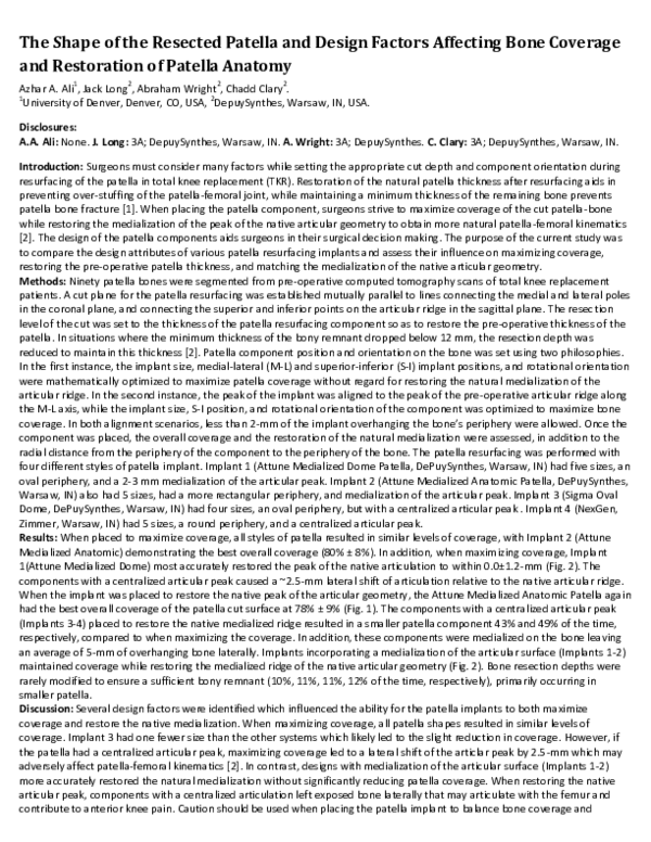 (PDF) The Shape of the Resected Patella and Design Factors Affecting ...