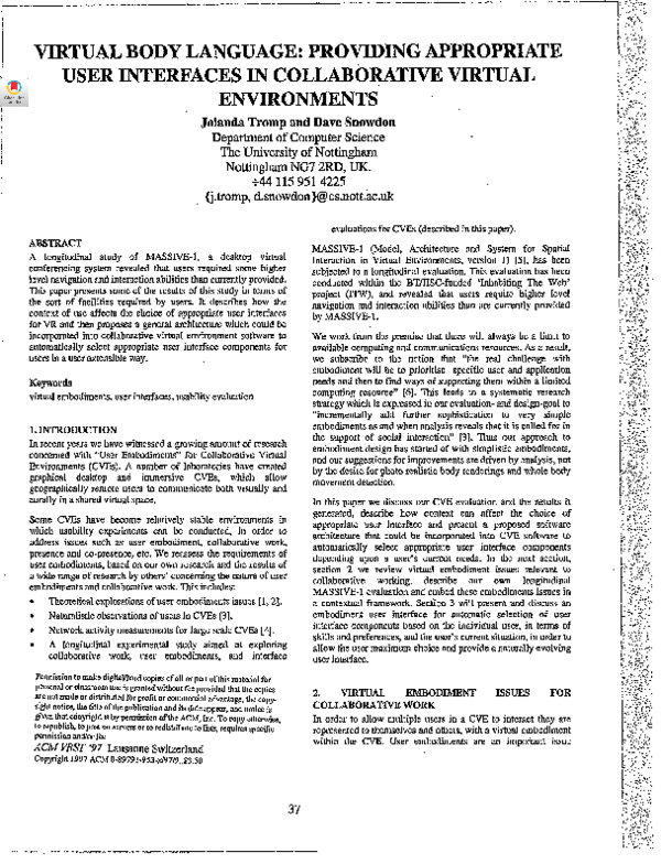 (PDF) Virtual body language