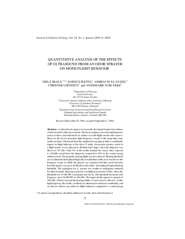 (PDF) Quantitative Analysis of the Effects of Ultrasound from an Odor ...