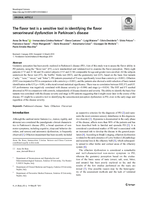 (PDF) The flavor test is a sensitive tool in identifying the flavor ...