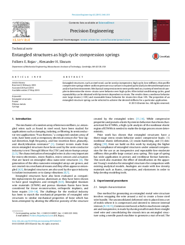 (PDF) Entangled Structures as High Cycle Compression Springs | Alex ...