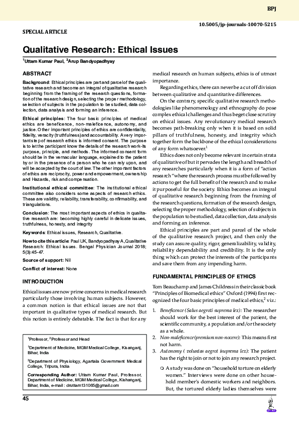 (PDF) Qualitative Research: Ethical Issues