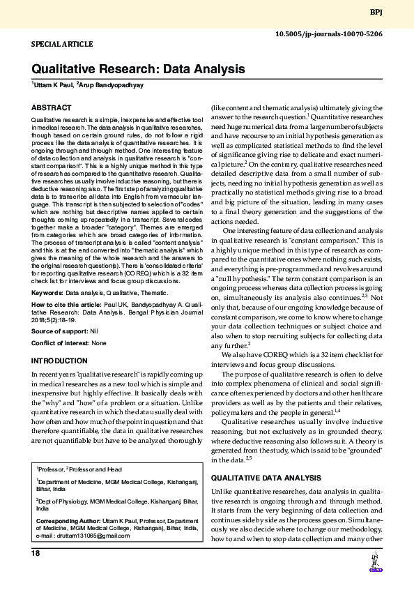 (PDF) Qualitative Research: Data Analysis