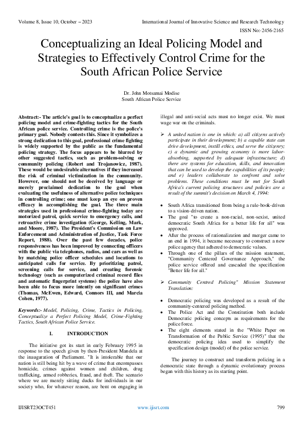 (PDF) Conceptualizing an Ideal Policing Model and Strategies to ...