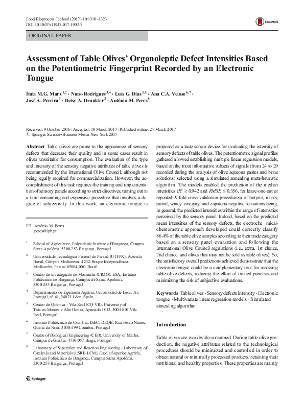 (PDF) Assessment of Table Olives’ Organoleptic Defect Intensities Based ...