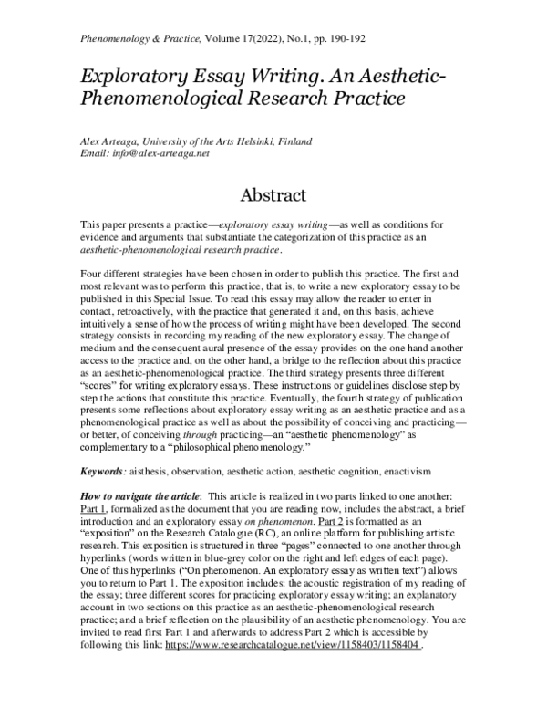 (PDF) Exploratory Essay Writing | Alex Arteaga - Academia.edu