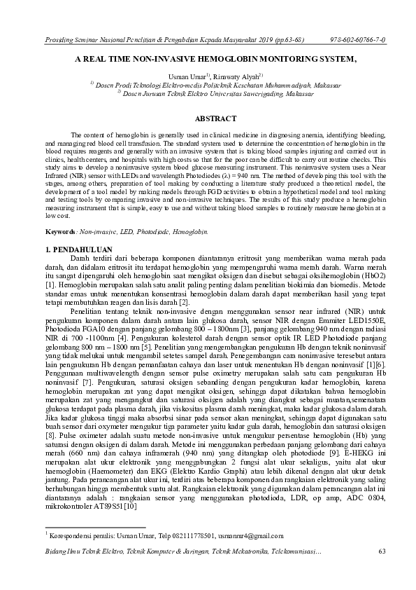 (PDF) A Real Time Non-Invasive Hemoglobin Monitoring System | USMAN ...