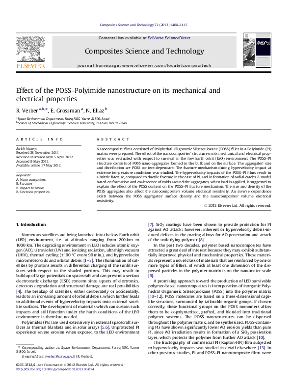 (PDF) Effect of the POSS–Polyimide nanostructure on its mechanical and ...