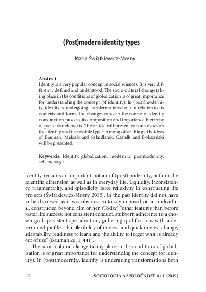 (PDF) (Post)modern identity types | Maria Swiatkiewicz-Mosny - Academia.edu