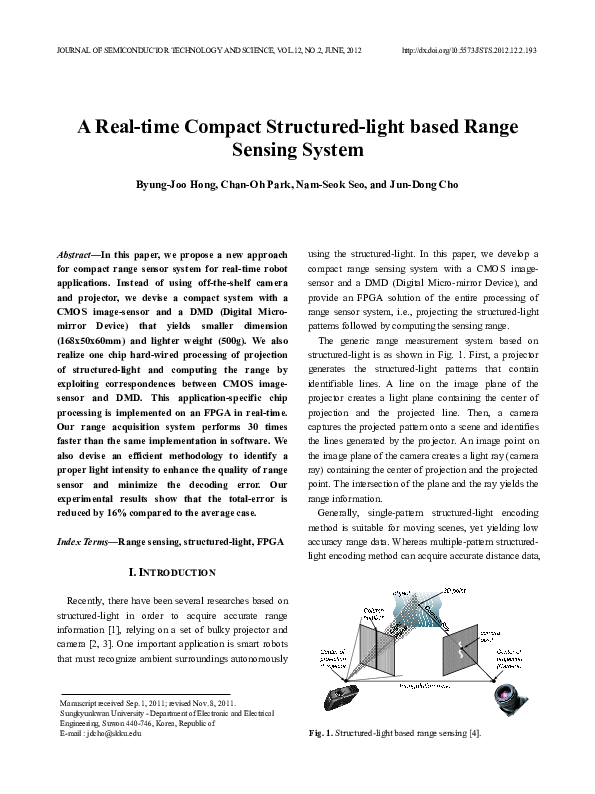 (PDF) A Real-time Compact Structured-light based Range Sensing System