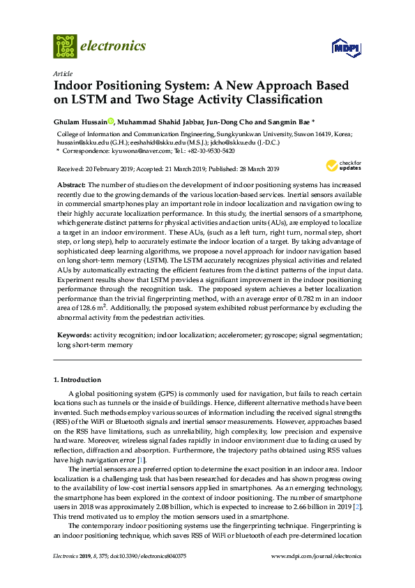 (PDF) Indoor Positioning System: A New Approach Based on LSTM and Two Stage Activity Classification