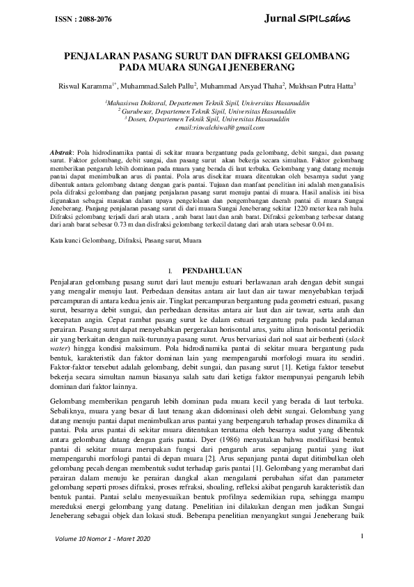(PDF) Pengaruh Morfologi Muara terhadap Penjalaran Pasang Surut dan ...