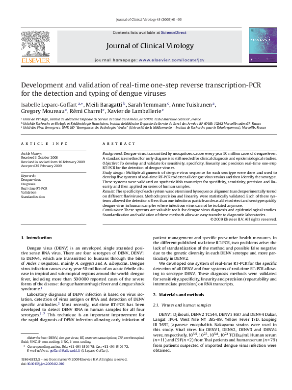 (PDF) Development and validation of real-time one-step reverse transcription-PCR for the ...