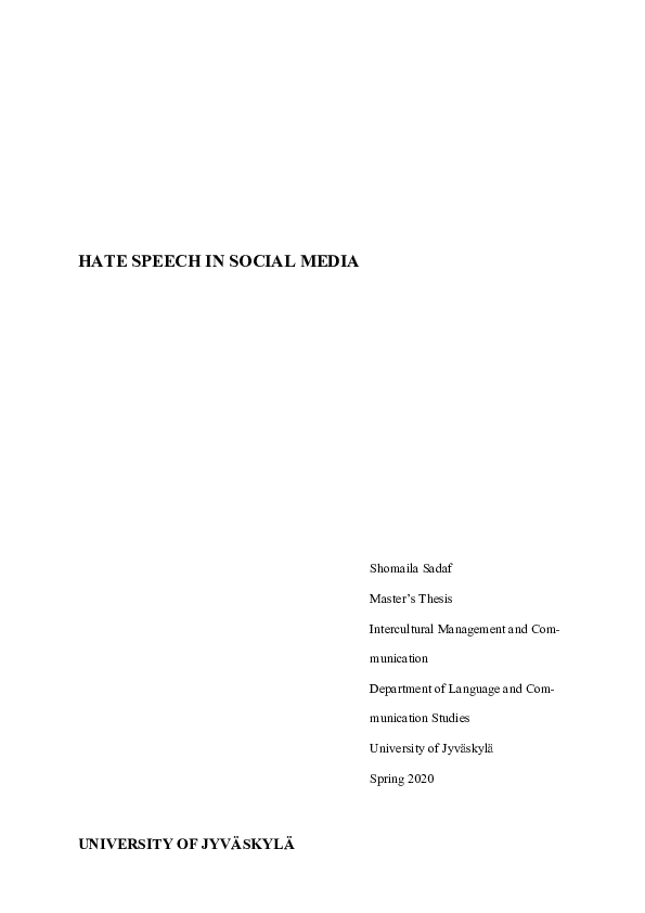 (PDF) Hate speech in social media