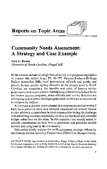 (PDF) Community Needs Assessment: A Strategy and Case Example