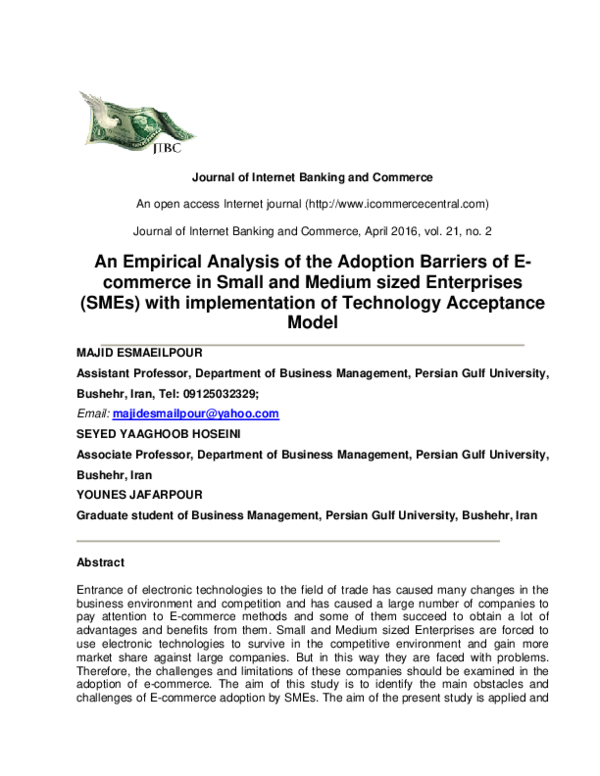 (PDF) An Empirical Analysis of the Adoption Barriers of E- commerce in Small and Medium sized ...