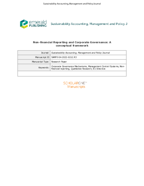 (PDF) Non-financial reporting and corporate governance: a conceptual ...