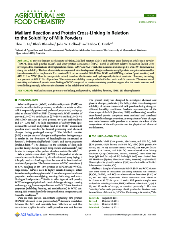 (PDF) Maillard Reaction and Protein Cross-Linking in Relation to the ...