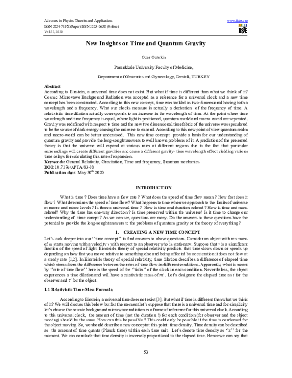 (PDF) New Insights on Time and Quantum Gravity (1)