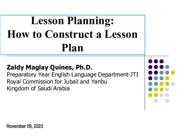 (PPT) Lesson Planning: How to Construct a Lesson Plan