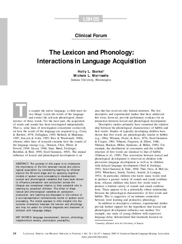 (PDF) The Lexicon and Phonology