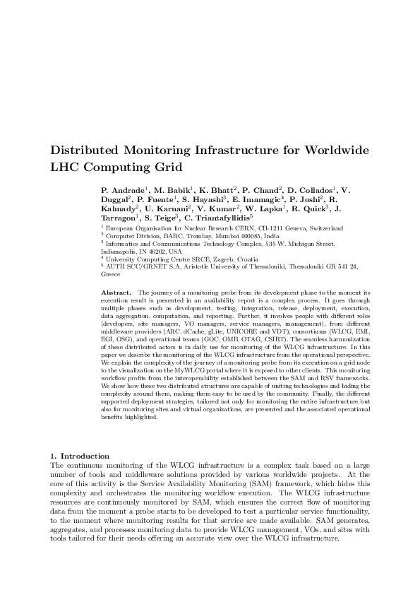 (PDF) Distributed Monitoring Infrastructure for Worldwide LHC Computing ...