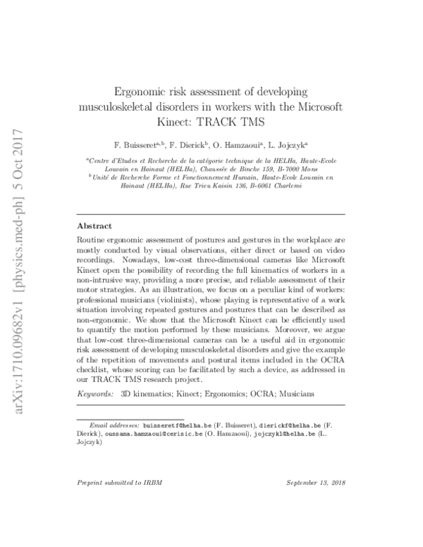 (PDF) Ergonomic Risk Assessment of Developing Musculoskeletal Disorders in Workers with the ...