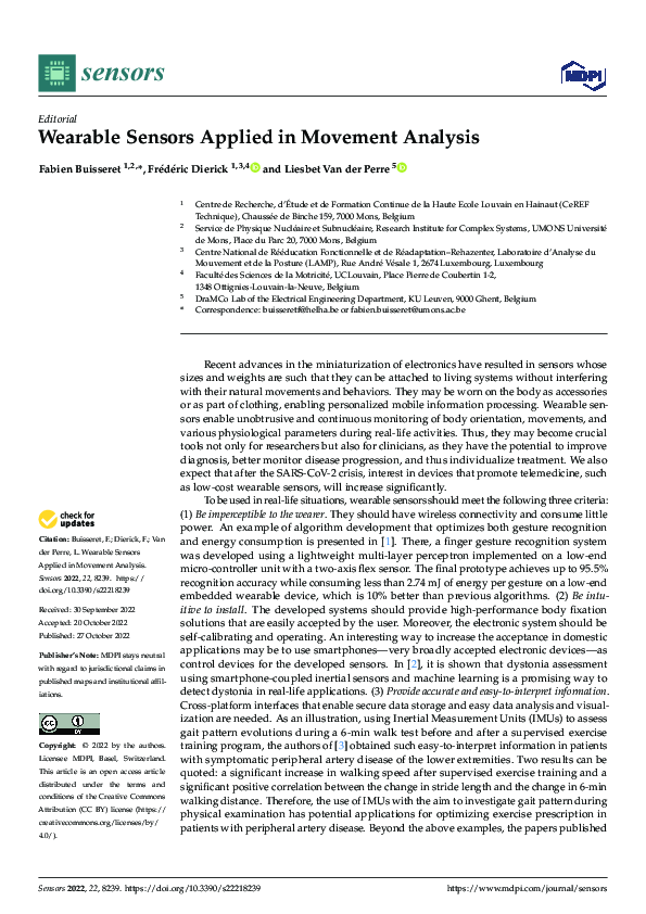 (PDF) Wearable Sensors Applied in Movement Analysis