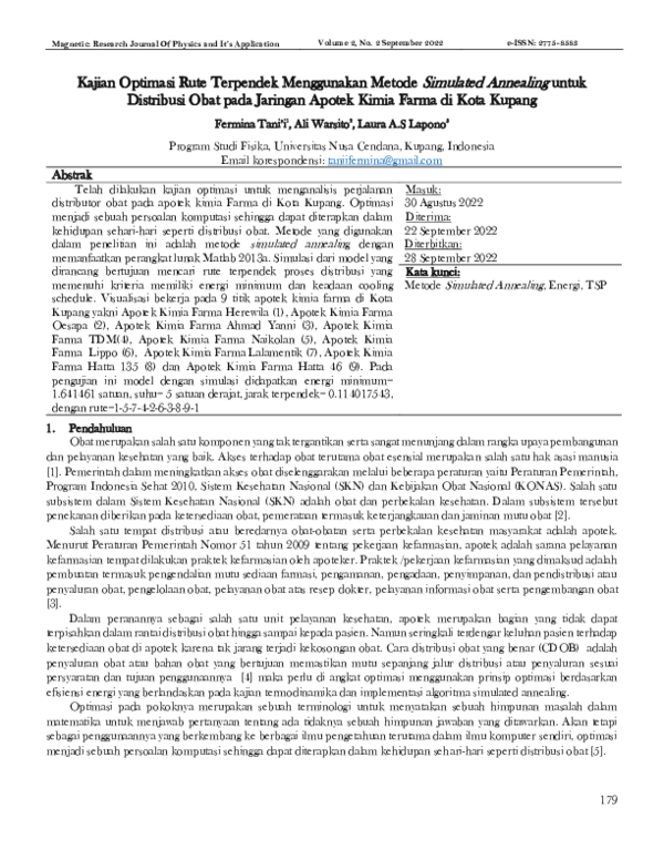(PDF) Kajian Optimasi Rute Terpendek Menggunakan Metode Simulated ...