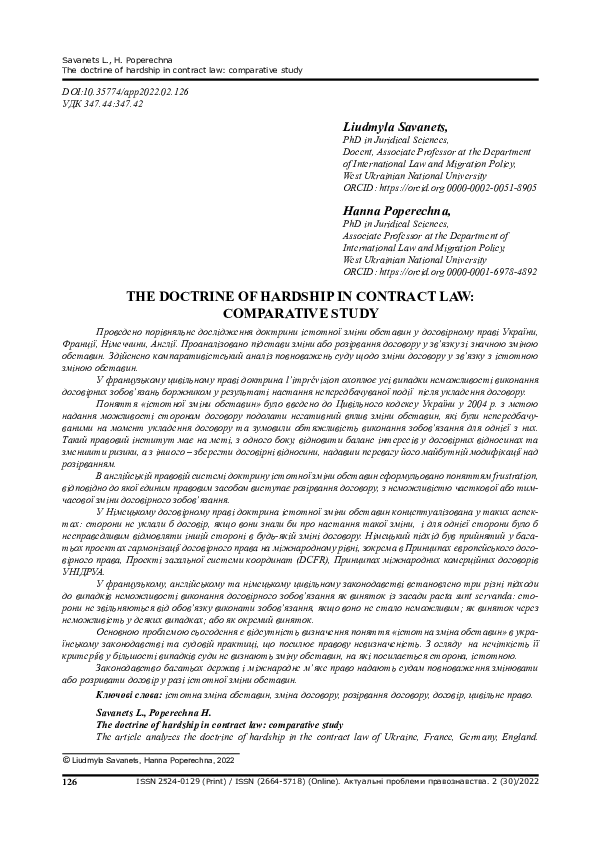 (PDF) The doctrine of hardship in contract law: comparative study