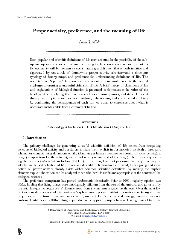 (PDF) Proper activity, preference, and the meaning of life | Lucas Mix ...