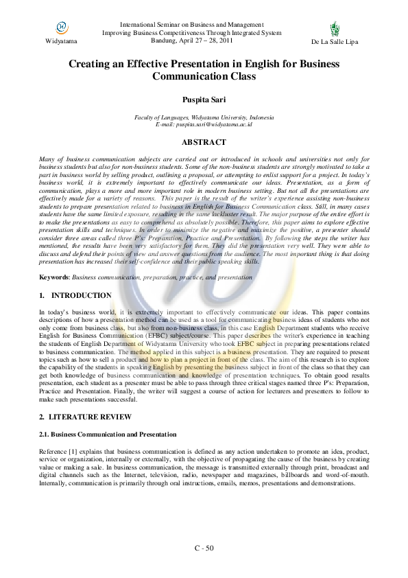 (PDF) Creating an Effective Presentation in English for Business ...