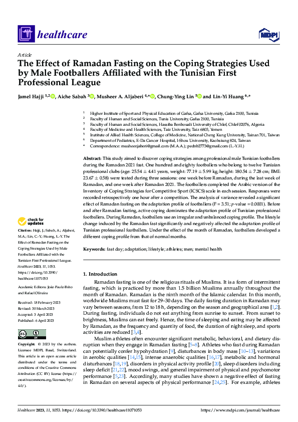 (PDF) The Effect of Ramadan Fasting on the Coping Strategies Used by ...
