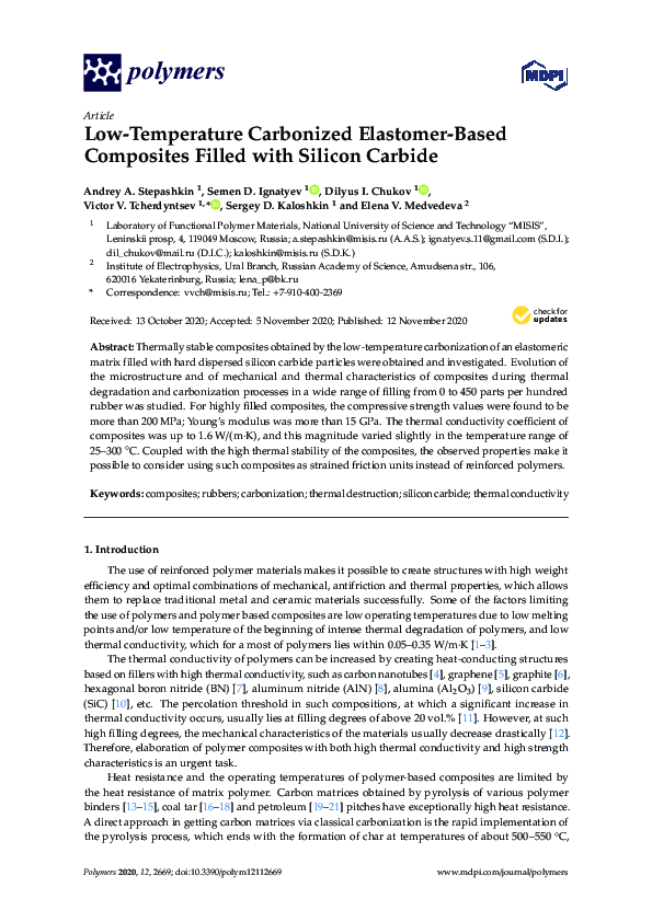 (PDF) Low-Temperature Carbonized Elastomer-Based Composites Filled with ...