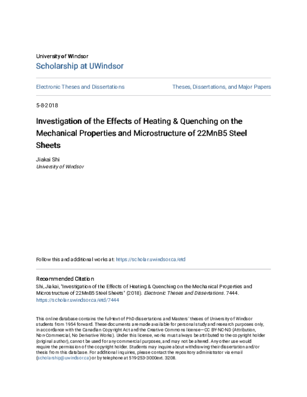 (PDF) Investigation of the Effects of Heating & Quenching on the Mechanical Properties and ...
