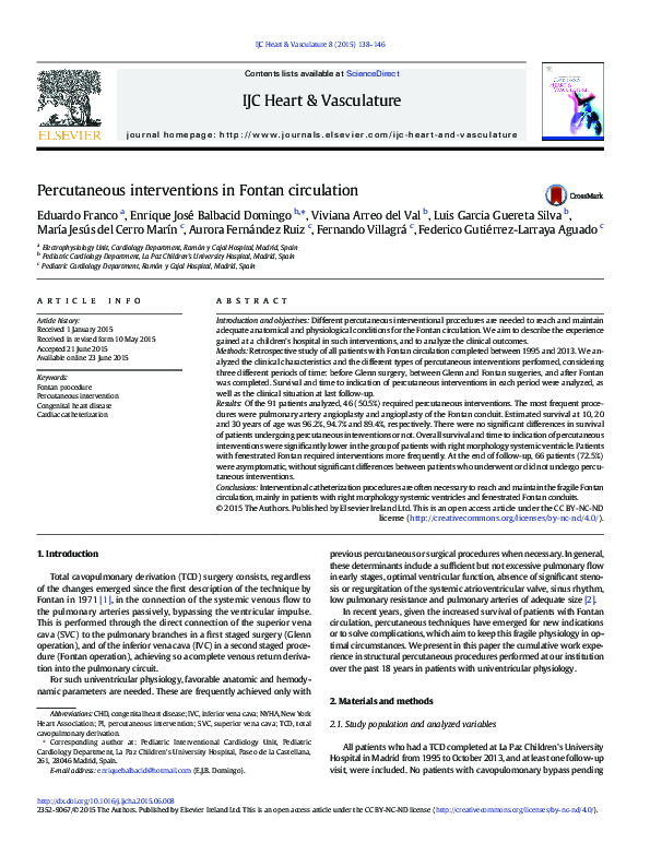 Pdf Percutaneous Interventions In Fontan Circulation