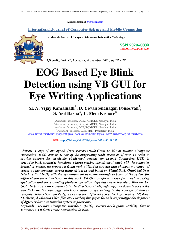 (PDF) EOG Based Eye Blink Detection using VB GUI for Eye Writing Applications | IJCSMC Journal ...