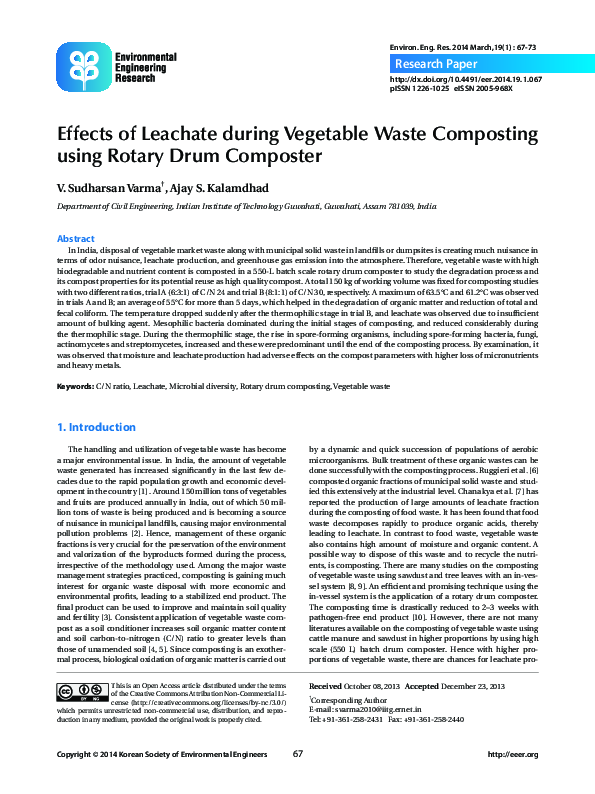 (PDF) Effects of Leachate during Vegetable Waste Composting using ...